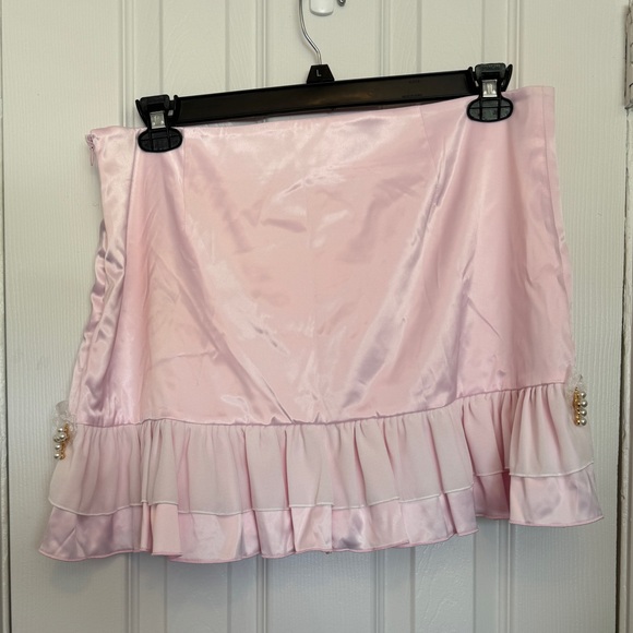 Sugar Thrillz | Skirts | Sugar Thrillz Satin Ruffle Skirt With Pearl ...